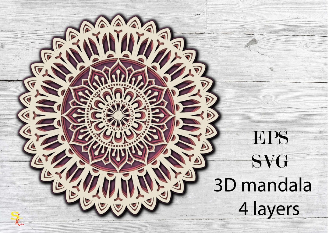 Mandala 4 ,digital Download , SVG Seperate Layers Eps File , 3 D ...