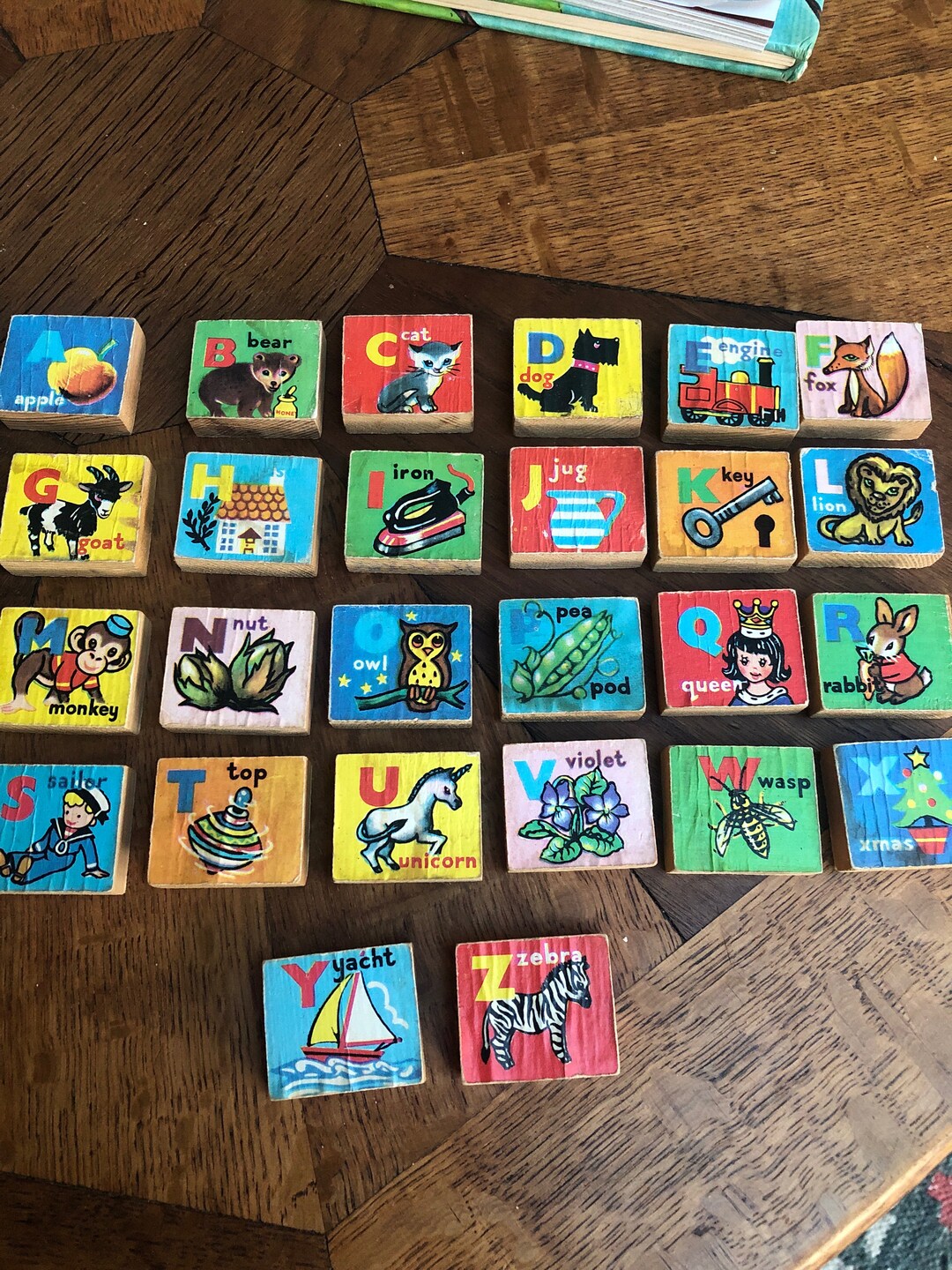 Vintage Initial Alphabet Bricks Blocks Children Wooden Ideal for ...