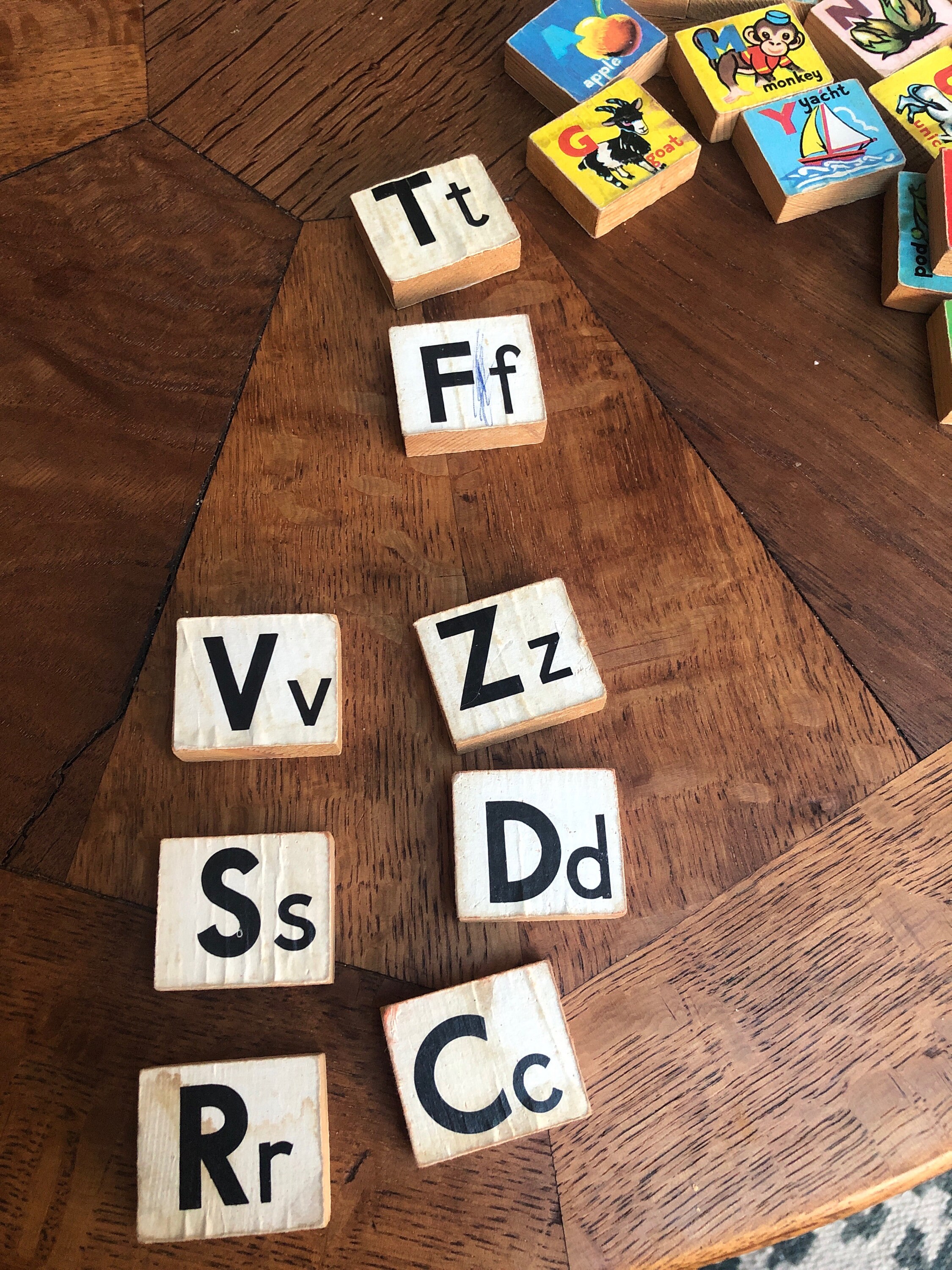 Vintage Initial Alphabet Bricks Blocks Children Wooden Ideal for ...