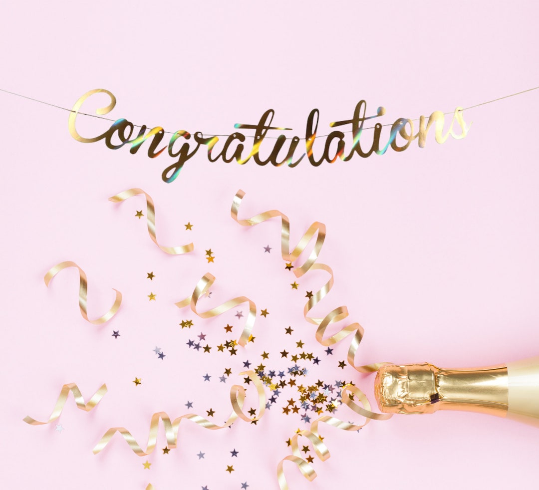 Congratulations Gold Foil Banner, Engagement Party Decorations, Bridal ...