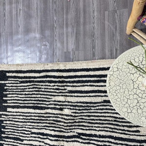CUSTOM Moroccan Handmade Carpet , Black and White Beni Ourain Rug ...