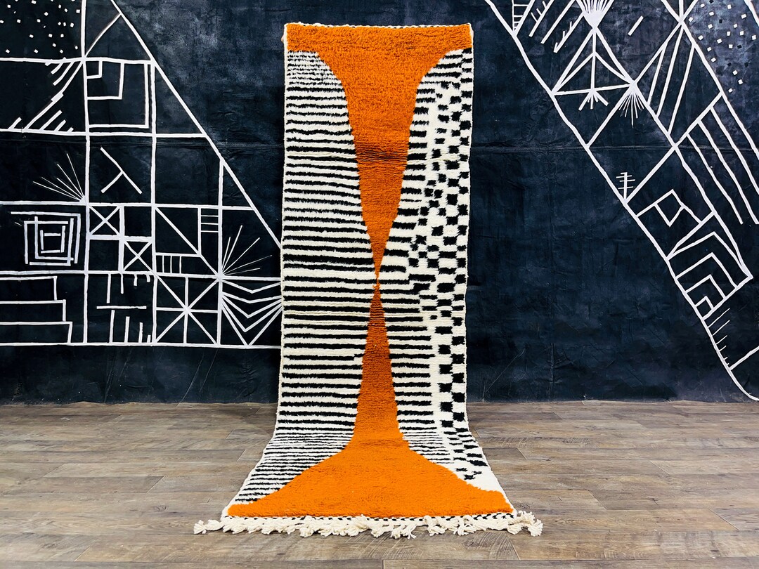 Beni Ourain Runner, Custom Moroccan Runner Brown and Black Design ...
