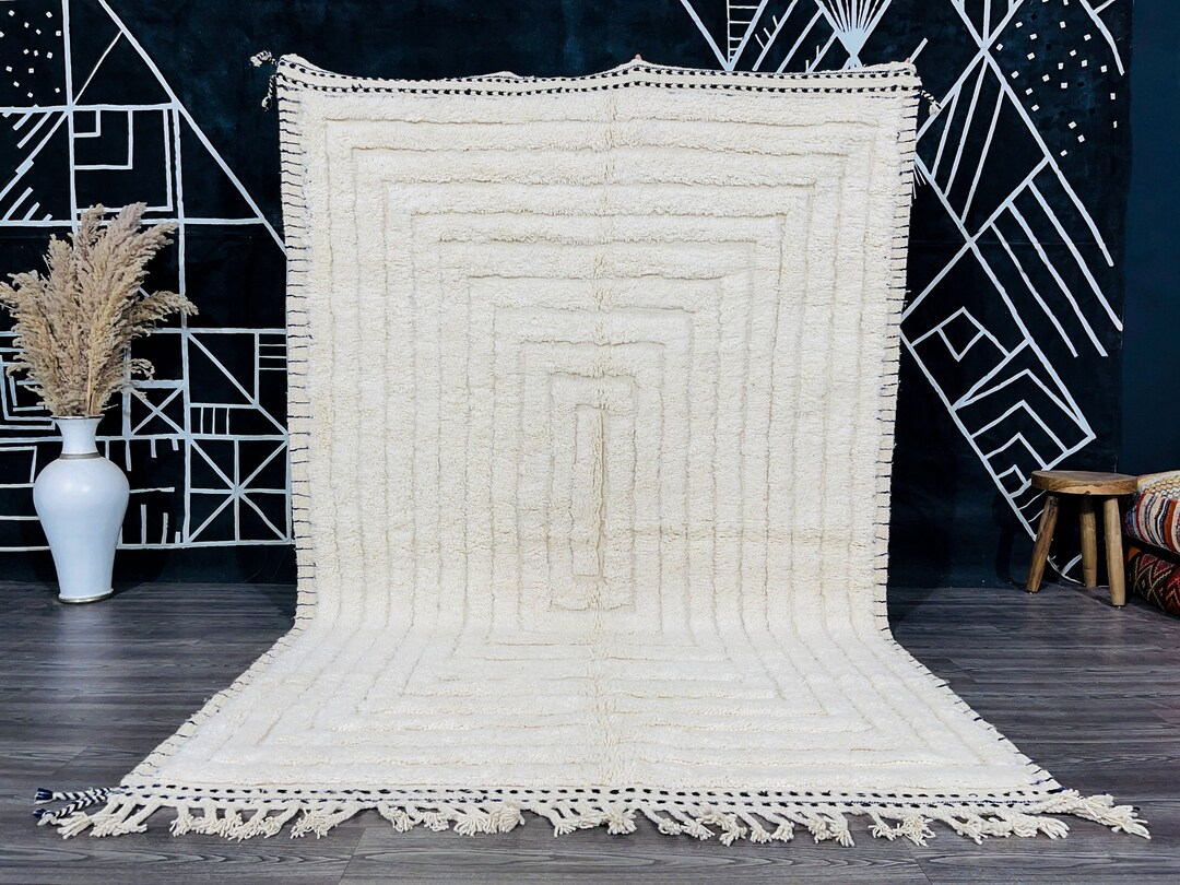 Moroccan White Rug - Solid White Rug - Plain White Rug - Wool Berber ...