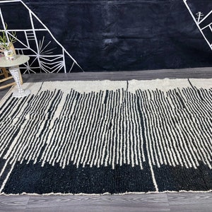 CUSTOM Moroccan Handmade Carpet , Black and White Beni Ourain Rug ...