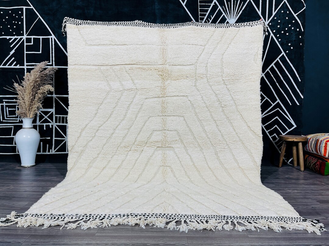 Plain White Rug - Moroccan Area Rug - Custom Rug - White Wool Rug ...