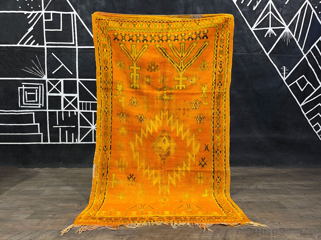 Unique Old Rug Authentic Moroccan Rugs Berber Wool Carpet - Etsy