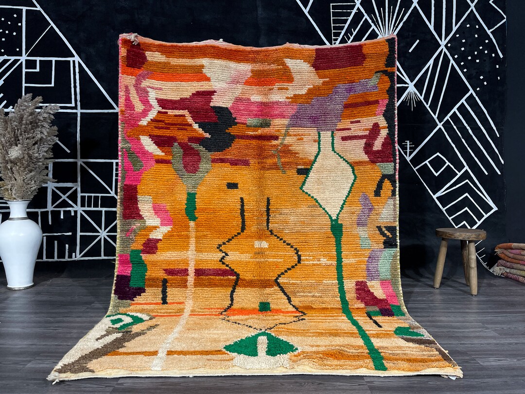 Orange Carpet Morocco Berber Rugs Style Large Moroccan Design ...
