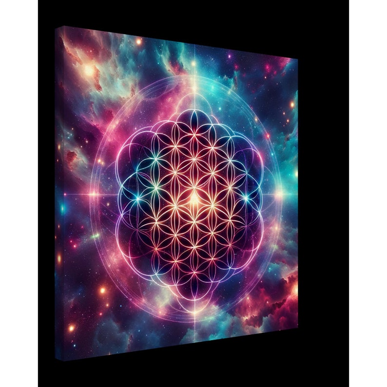 Canvas Flower of Life Purple Blue Flower of Life Picture Poster Pink ...