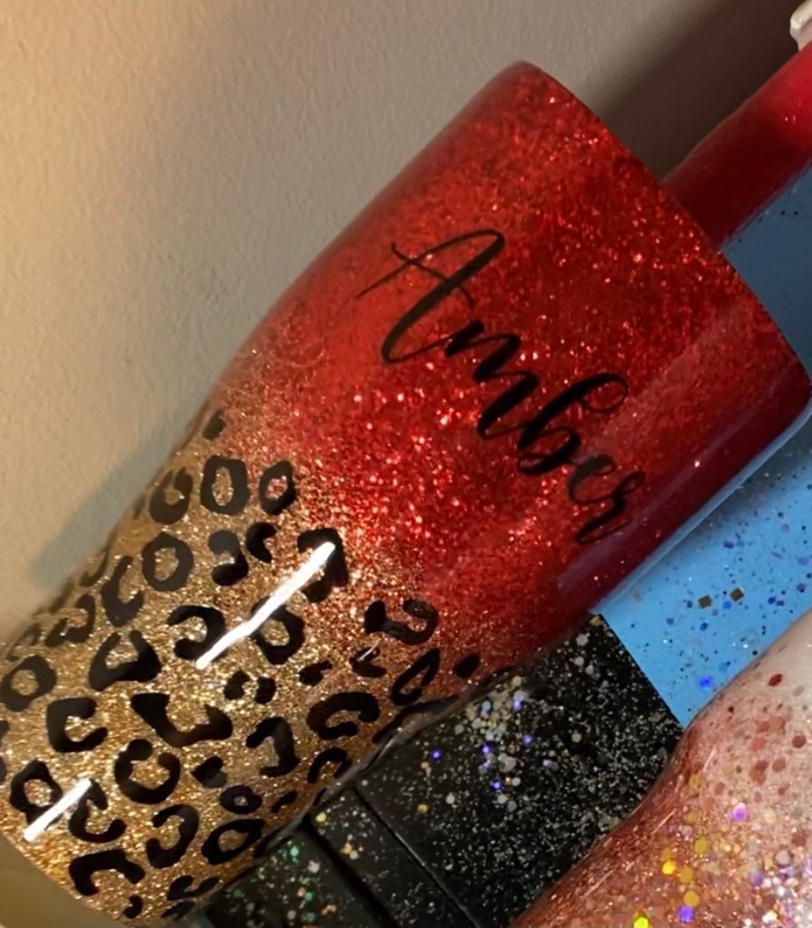 Red and Gold Cheetah Tumbler Red and Gold Ombre Red and Gold - Etsy