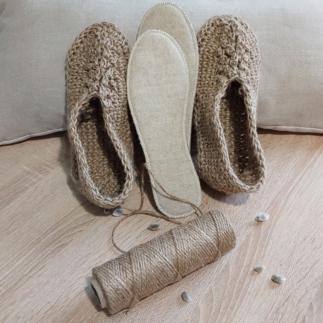Set Slippers-socks Made Natural Undyed Hemp and Hemp Insoles.socks ...