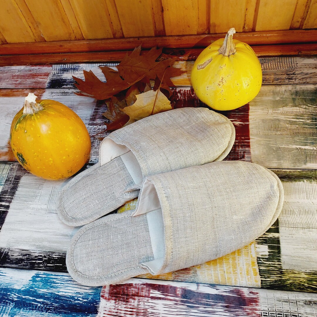 Linen House Slippers.personalized Backless Slippers.bridal,bridesmaid ...