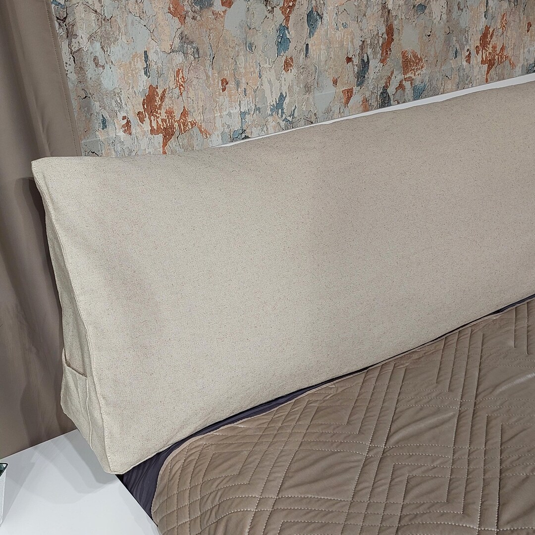 Linen Bedside Pillow With Removable Cover.hemp Lumbar Pillow.support ...