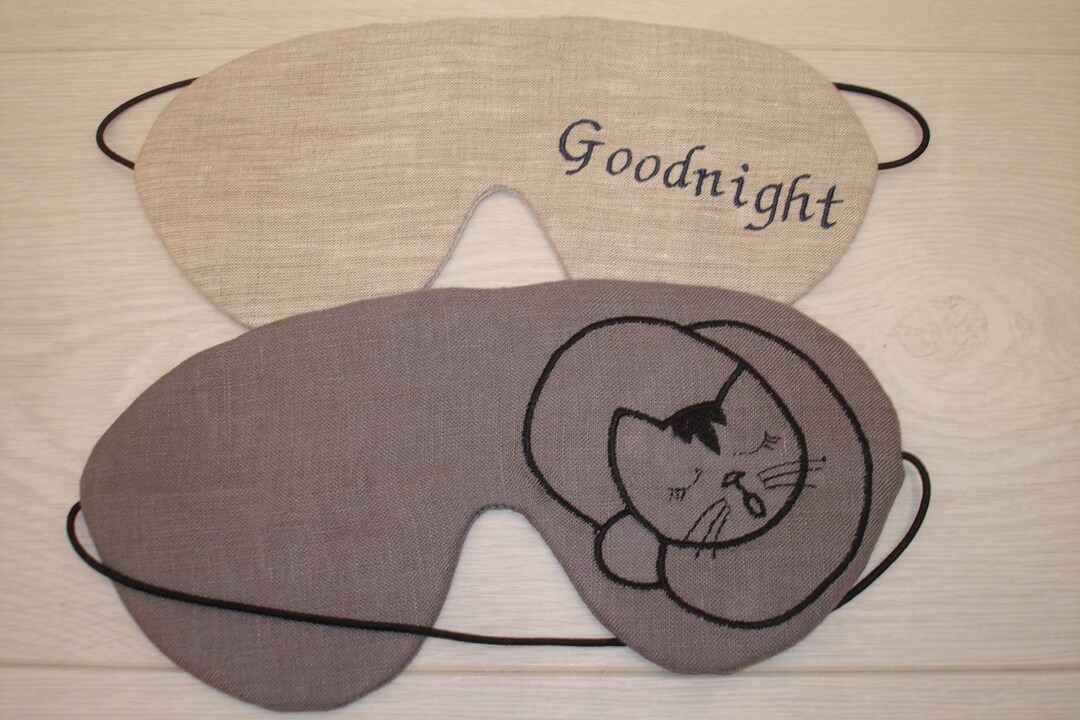 Organic Linen Sleep Mask.hemp Eye Mask.personalized Embroidered Night ...