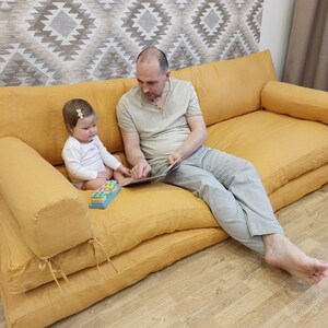 Hemp Sofa Futon.floor Sofa With Removable Linen Covers.large Floor ...