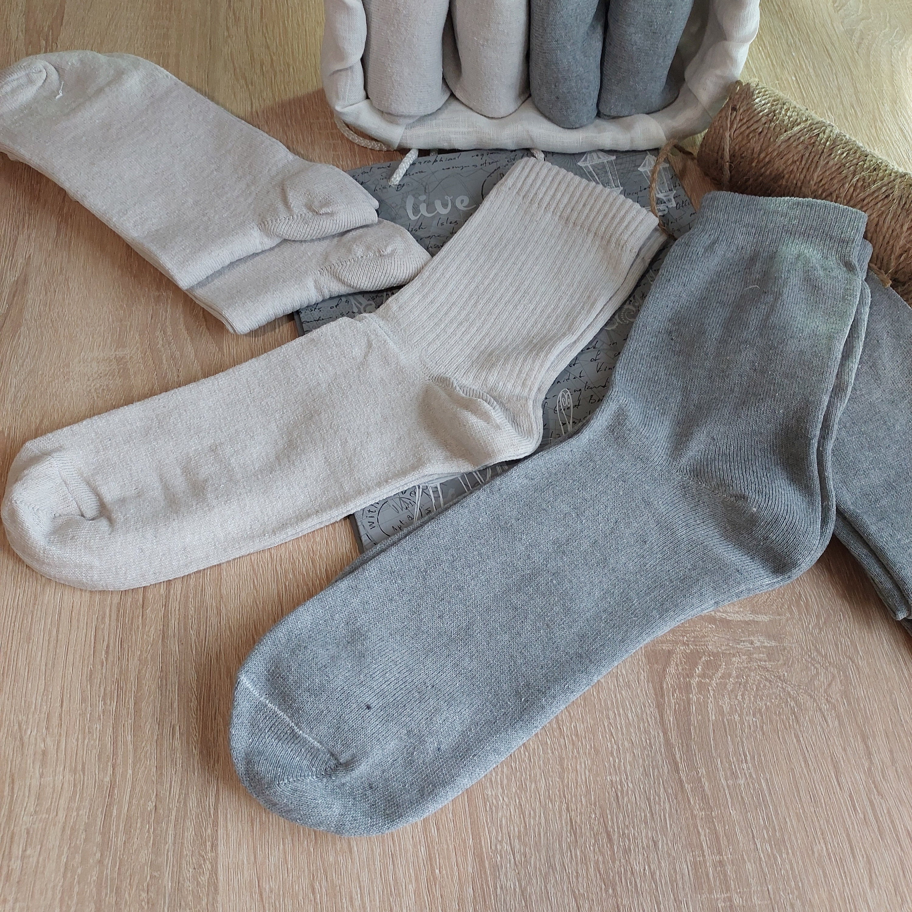 Set 10 Pairs Organic Linen Socks.high Calf Socks.natural Casual,thin ...