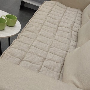 Waterproof Linen Sofa Cover.waterproof Quilted Linen Sofa Throw.organic ...