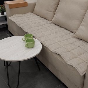 Waterproof Linen Sofa Cover.waterproof Quilted Linen Sofa Throw.organic ...