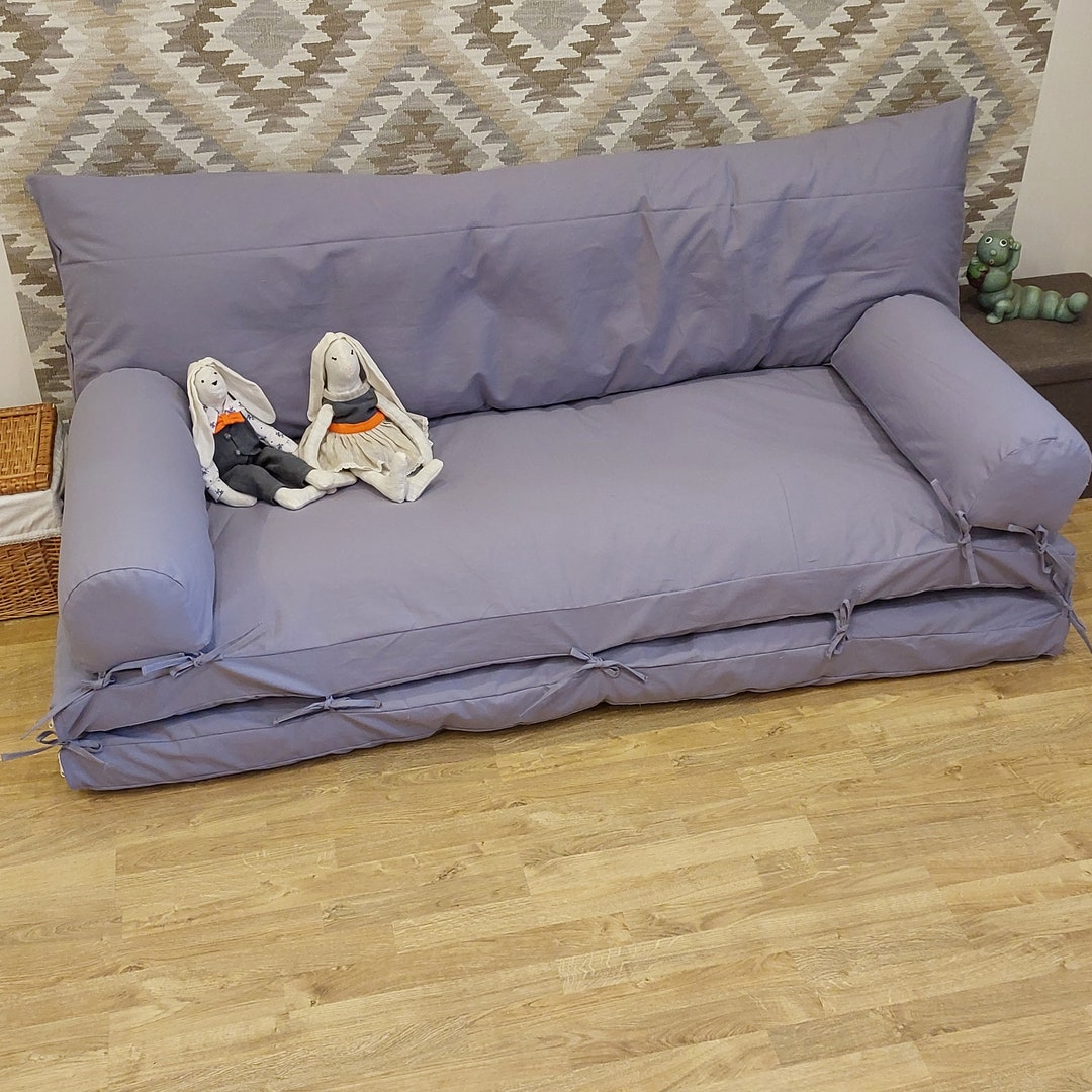 Hemp Sofa Futon.floor Sofa With Removable Linen Covers.large Floor ...