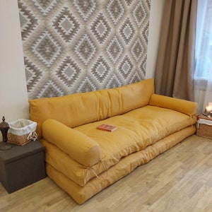 Hemp Sofa Futon.floor Sofa With Removable Linen Covers.large Floor ...