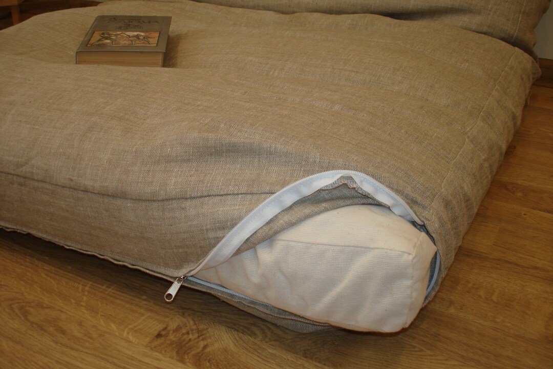 Linen Sofa Cover Futon Cover Custom Size Zippered Cover Seat Cushion ...