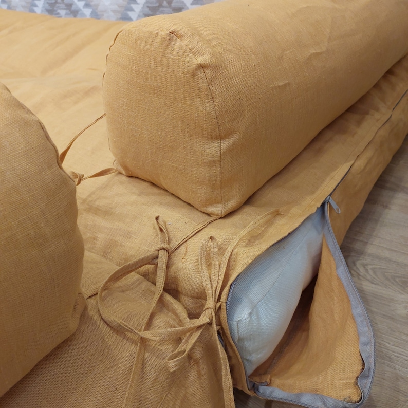 Hemp Sofa Futon.floor Sofa With Removable Linen Covers.large - Etsy