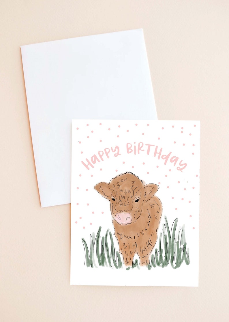 Happy Birthday Fuzzy Cow - Birthday Card - Etsy