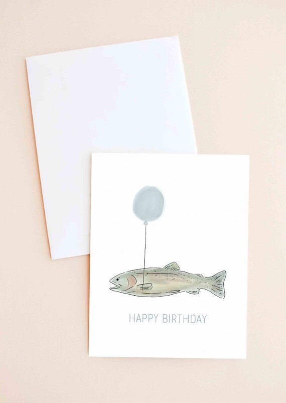 Happy Birthday Fish Greeting Card | Etsy