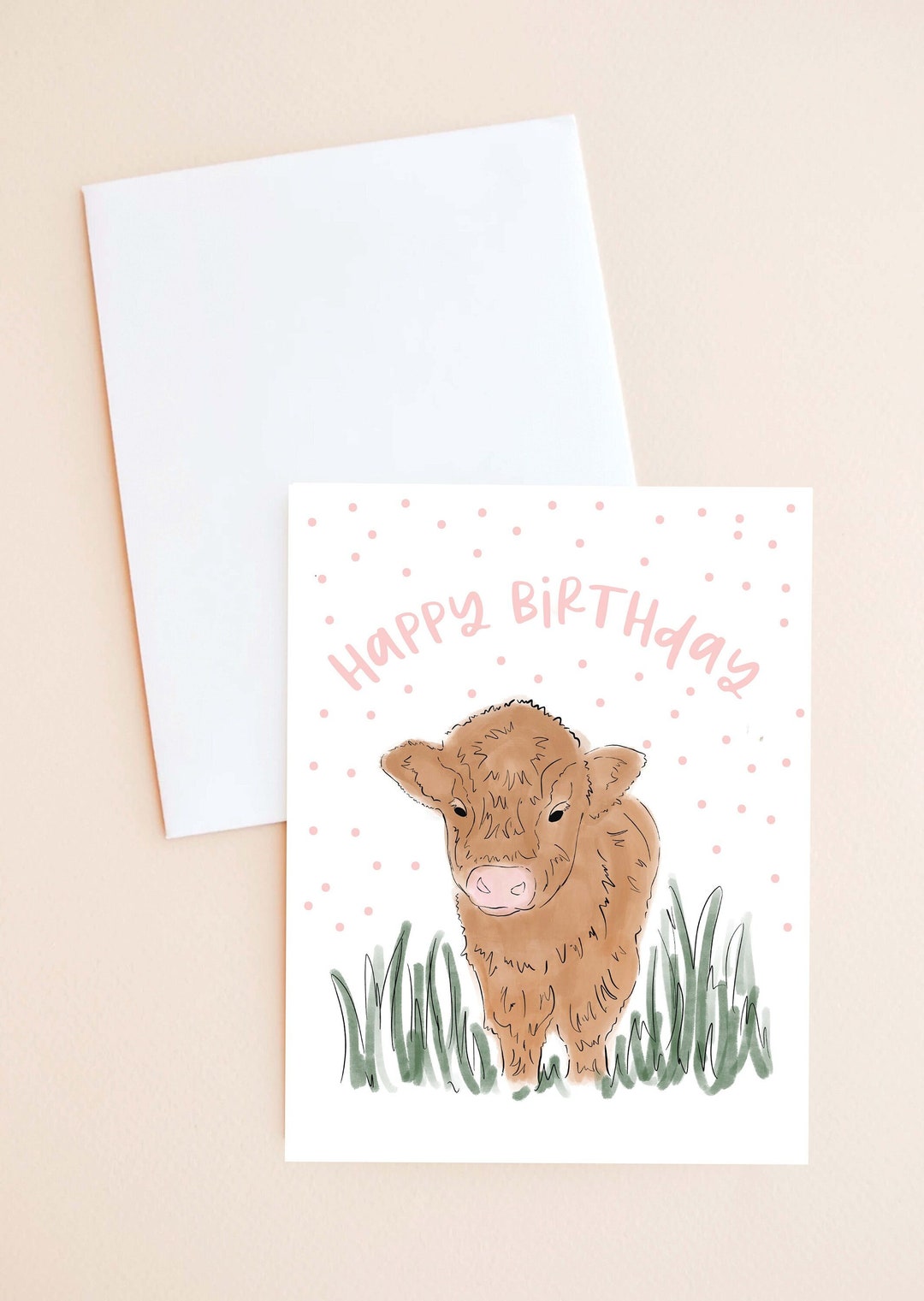 Happy Birthday Fuzzy Cow - Birthday Card - Etsy