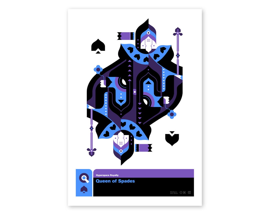 Queen of Spades Art Print, Playing Card Original Design - Unframed ...