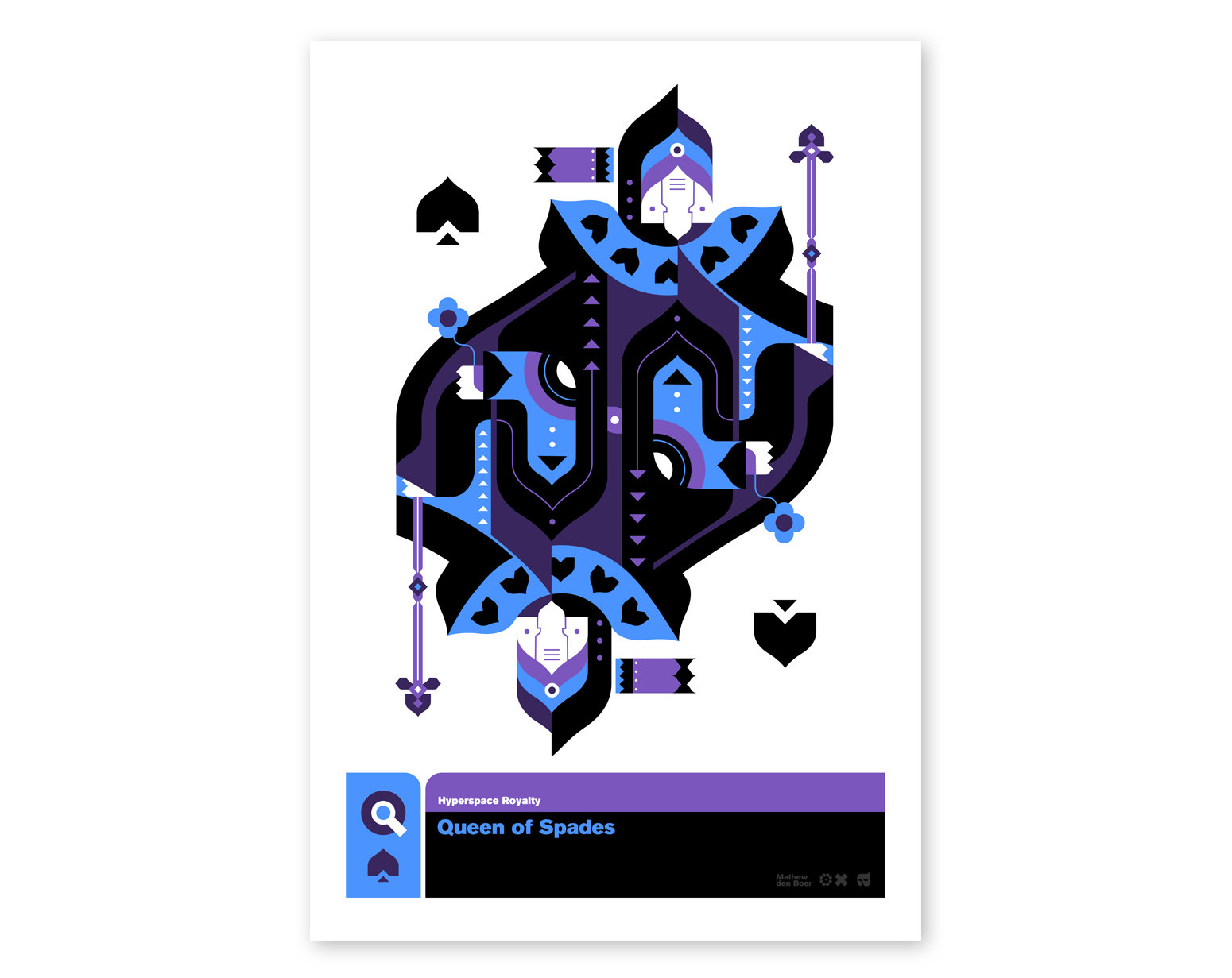 Queen of Spades Art Print, Playing Card Original Design Unframed ...