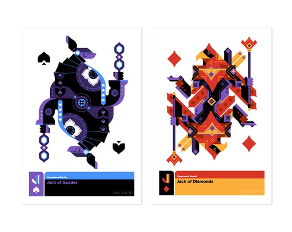 Set of 2 Hyperspace Royalty Playing Card Art Prints Choose | Etsy