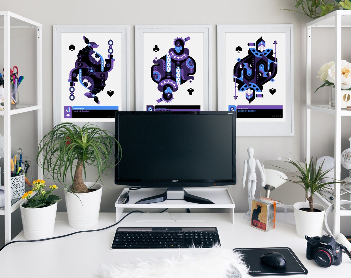 Queen of Spades Art Print, Playing Card Original Design Unframed ...