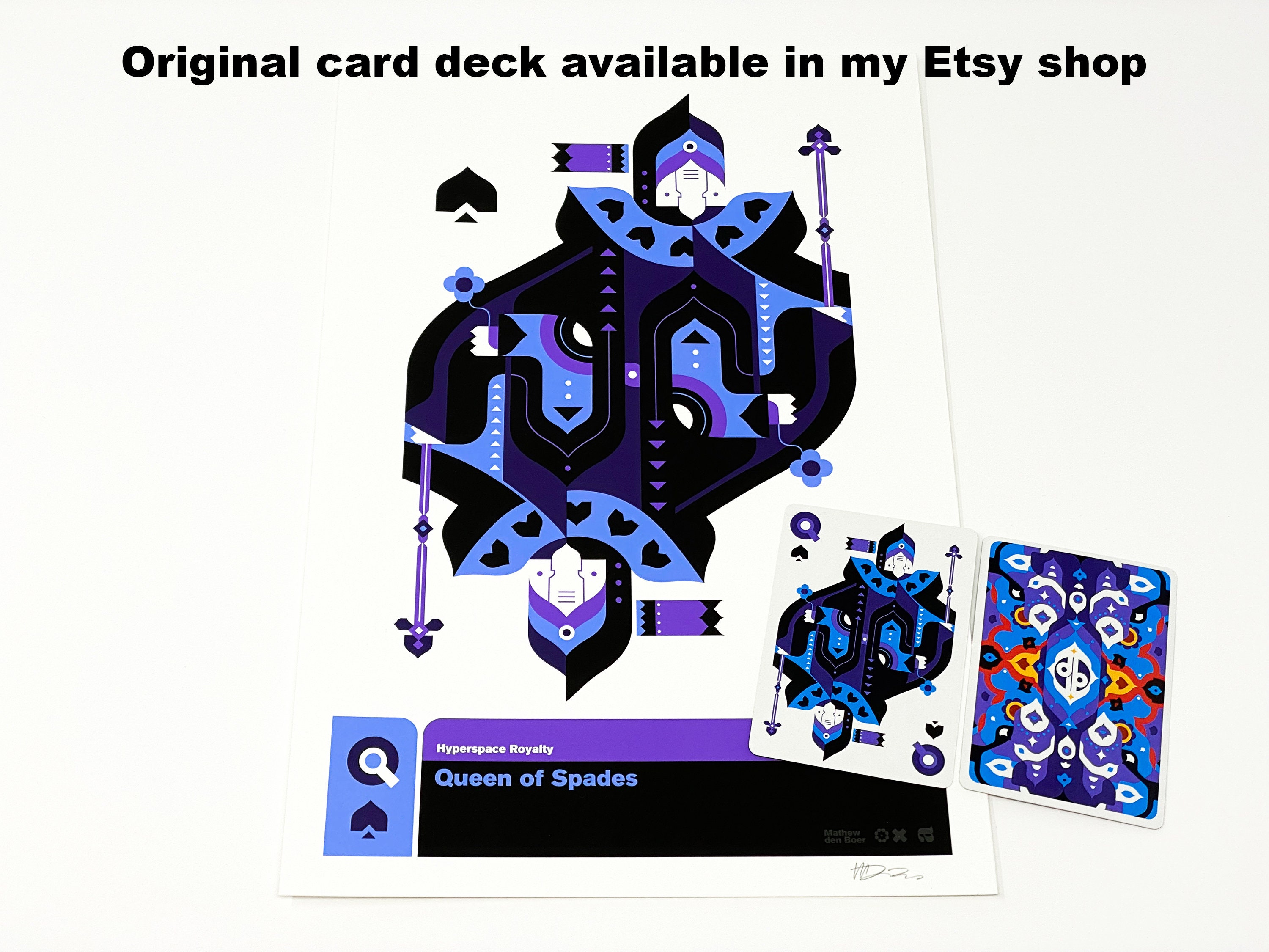 Queen of Spades Art Print, Playing Card Original Design Unframed ...