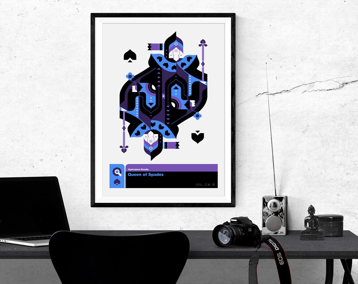 Queen of Spades Art Print, Playing Card Original Design Unframed ...