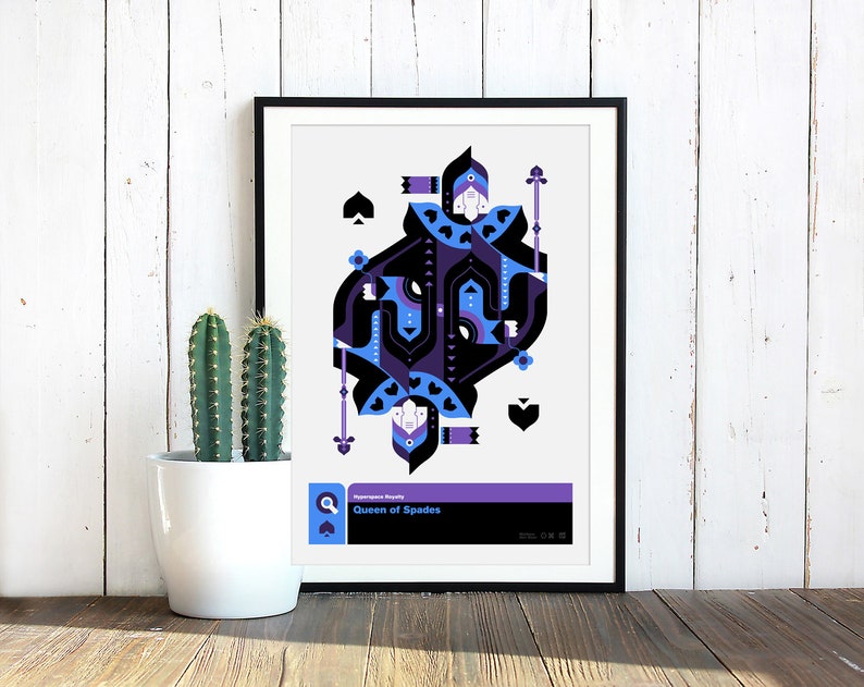 Queen of Spades Art Print, Playing Card Original Design Unframed ...
