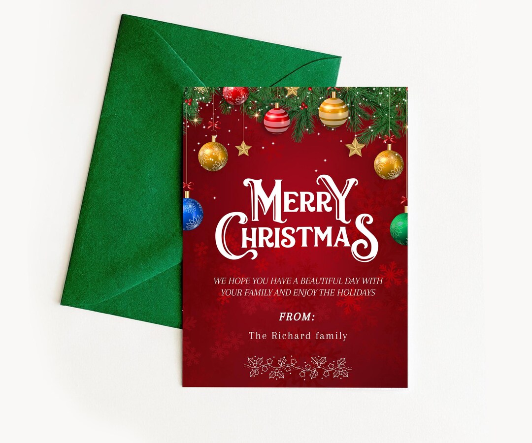 Editable Merry Christmas Card Templates Printable Holiday Cards DIY ...