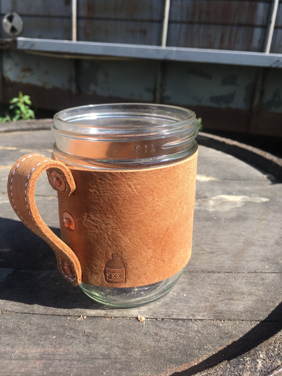 Leather Mason Jar Sleeve With Handle - Etsy
