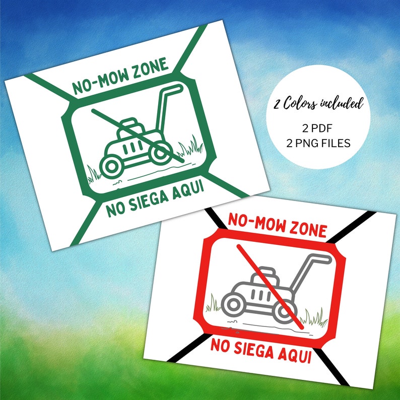 PRINTABLE No Mow Sign No Mow Zone Spanish and English - Etsy UK