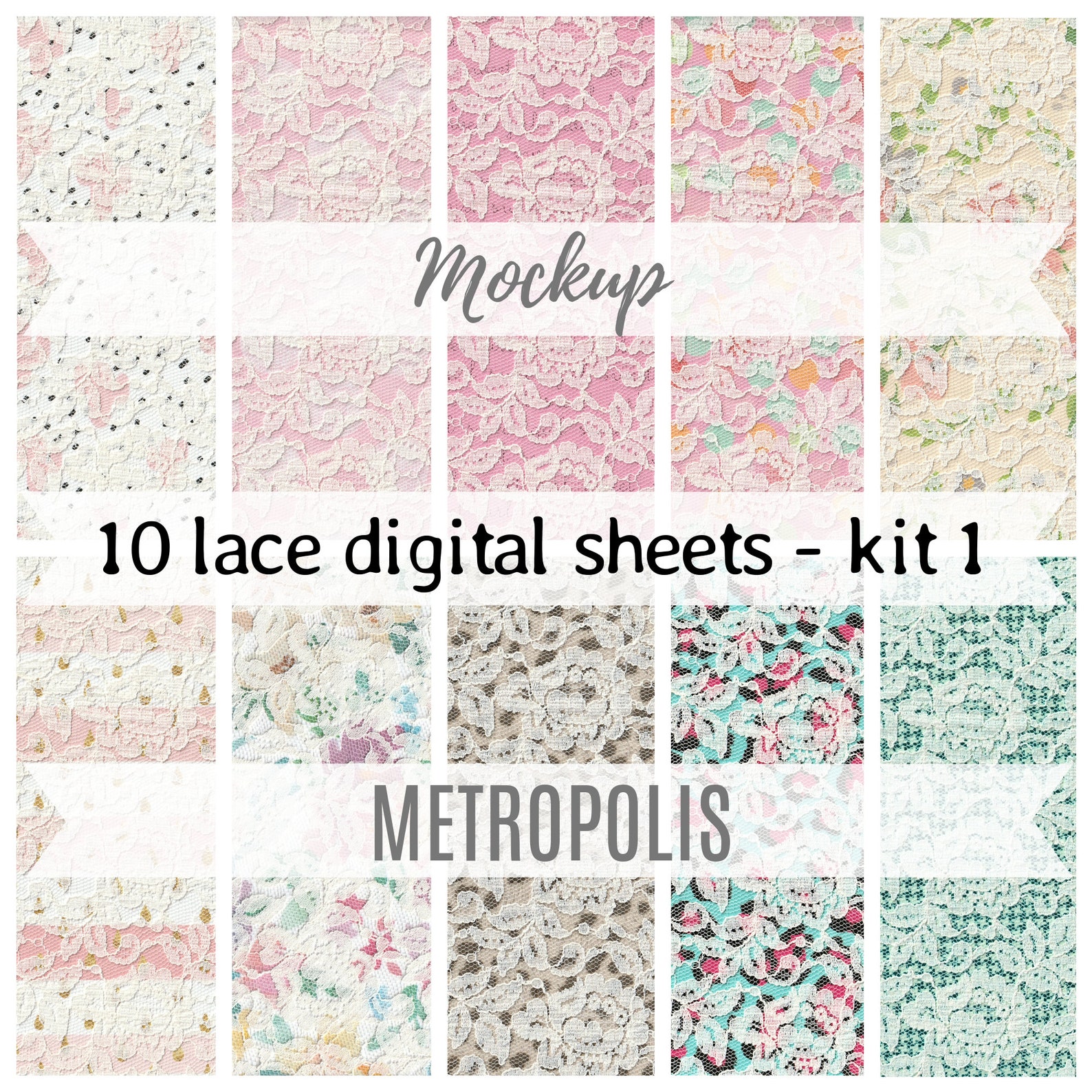 20 Lace Digital Printable Paper Pages Collage Sheets | Etsy