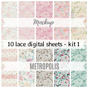 20 Lace Digital Printable Paper Pages Collage Sheets Scrapbooking ...