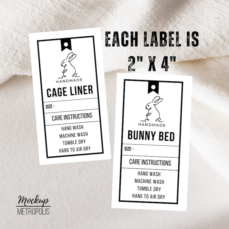 Printable Bunny Bed Labels, Handmade Rabbit Cage Liner Tags (digital ...