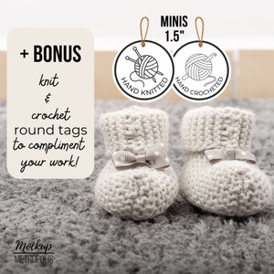 Baby Booties Labels + BONUS Knit Crochet Round Tags, PDF Instruction ...