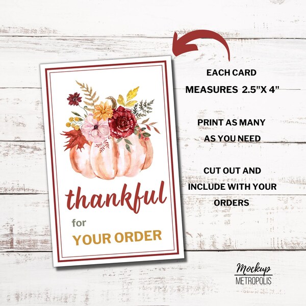 For Your Order Card - Etsy