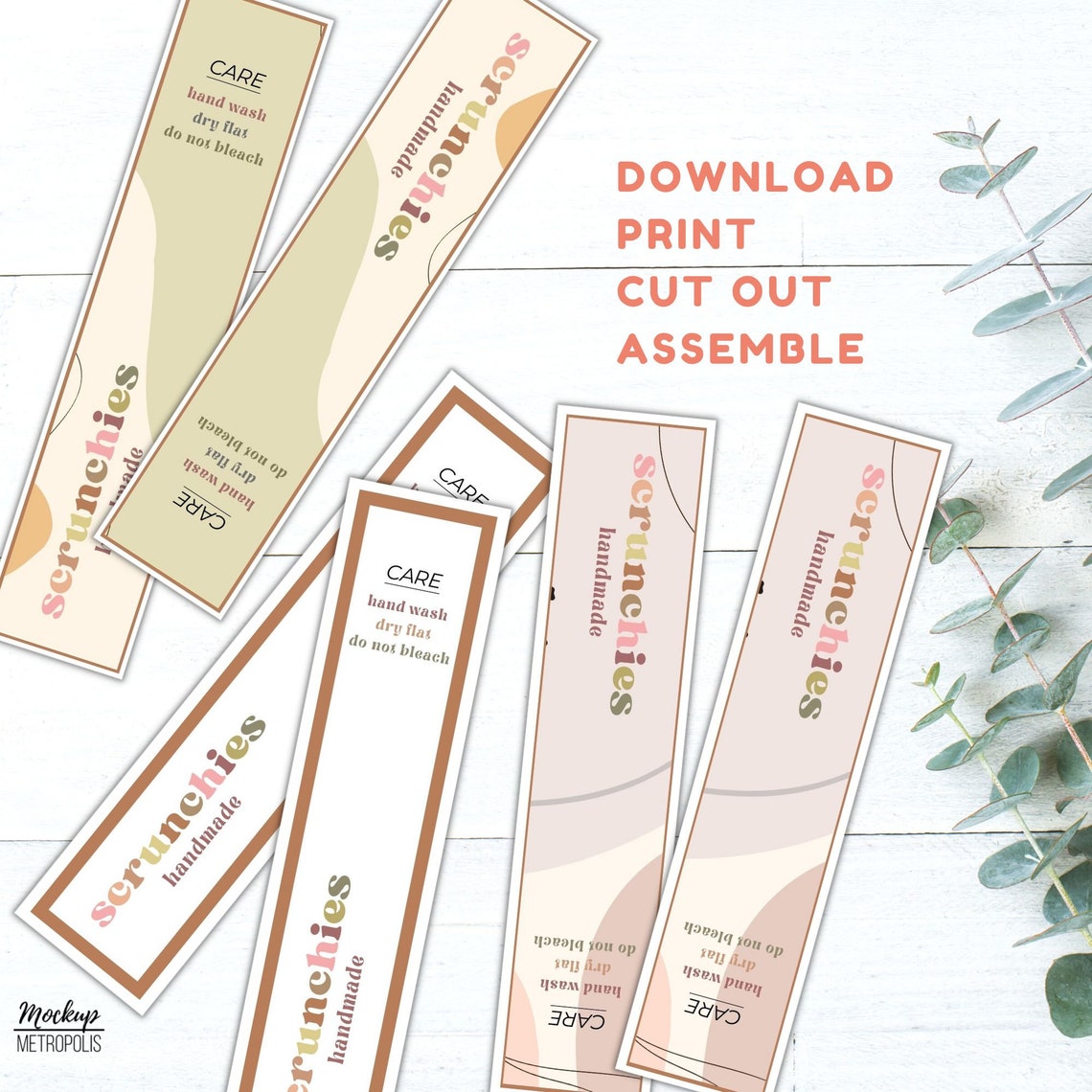 Pastel Boho Scrunchie Labels 5 Designs Printable Handmade DIY - Etsy