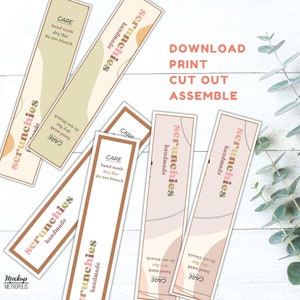 Pastel Boho Scrunchie Labels 5 Designs Printable Handmade DIY Download ...