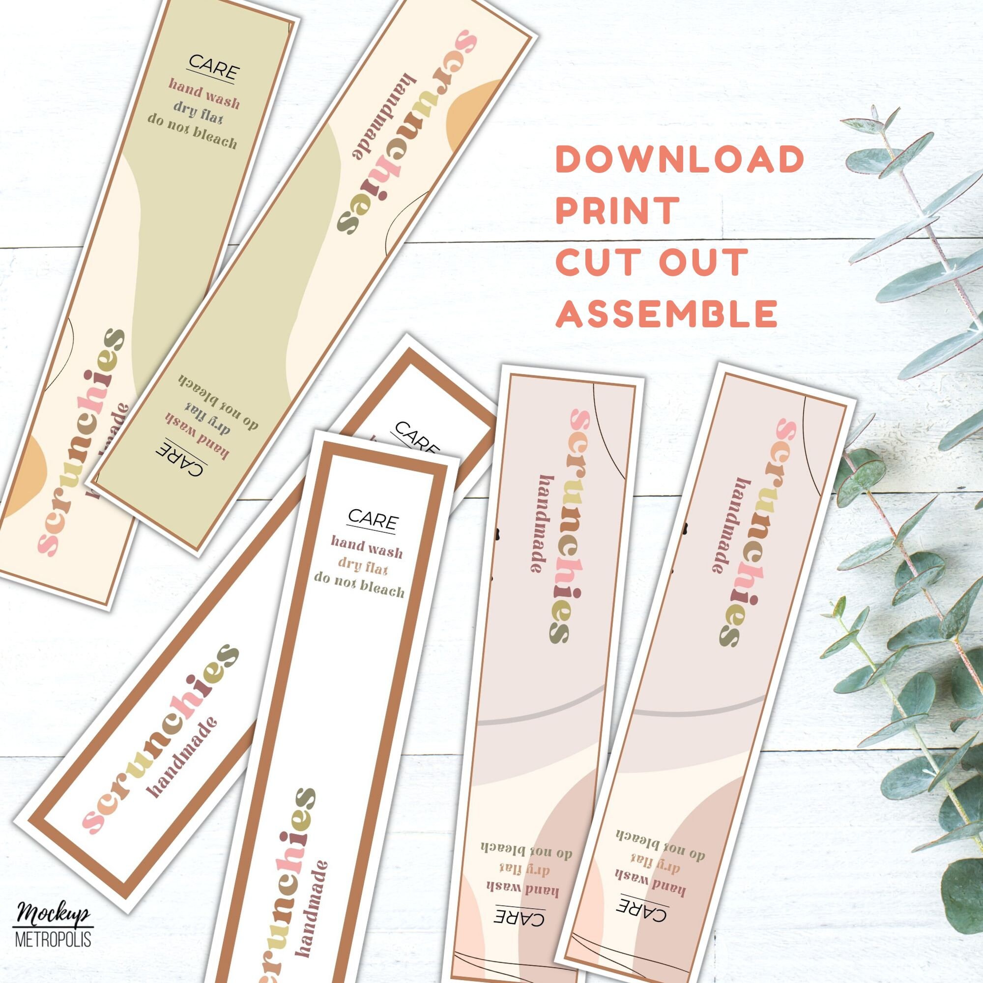 Pastel Boho Scrunchie Labels 5 Designs Printable Handmade DIY - Etsy