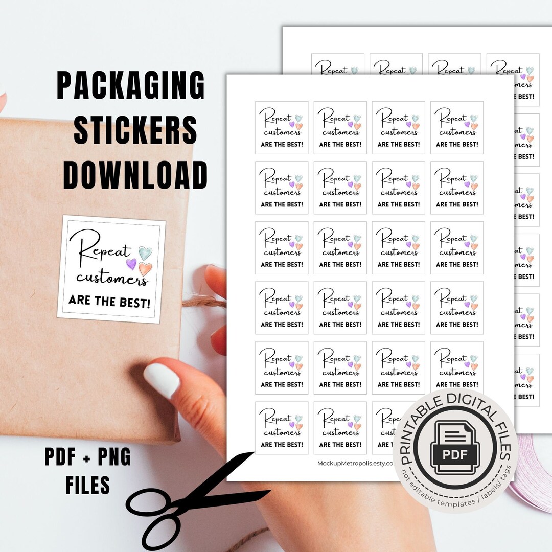 Digital Repeat Customers Packaging Stickers Download PDF PNG Files ...