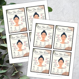 PDF Boho Gua Sha Instruction Use Diagram Cards, Printable Jadestone ...