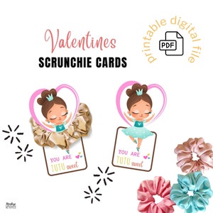 Valentines Day Scrunchie Cards, Ballerina Creative Kids Hair Scrunchies ...