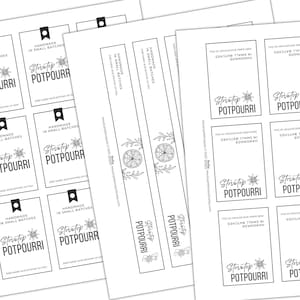 Simmering Potpourri Labels and Tags 3 Designs, Handmade Product Labels ...